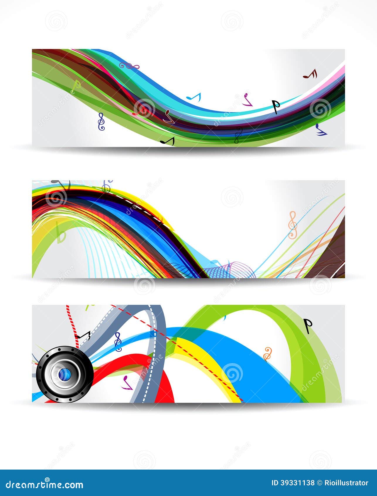 Colorful Musical Wave Banner Stock Illustration - Illustration of ...