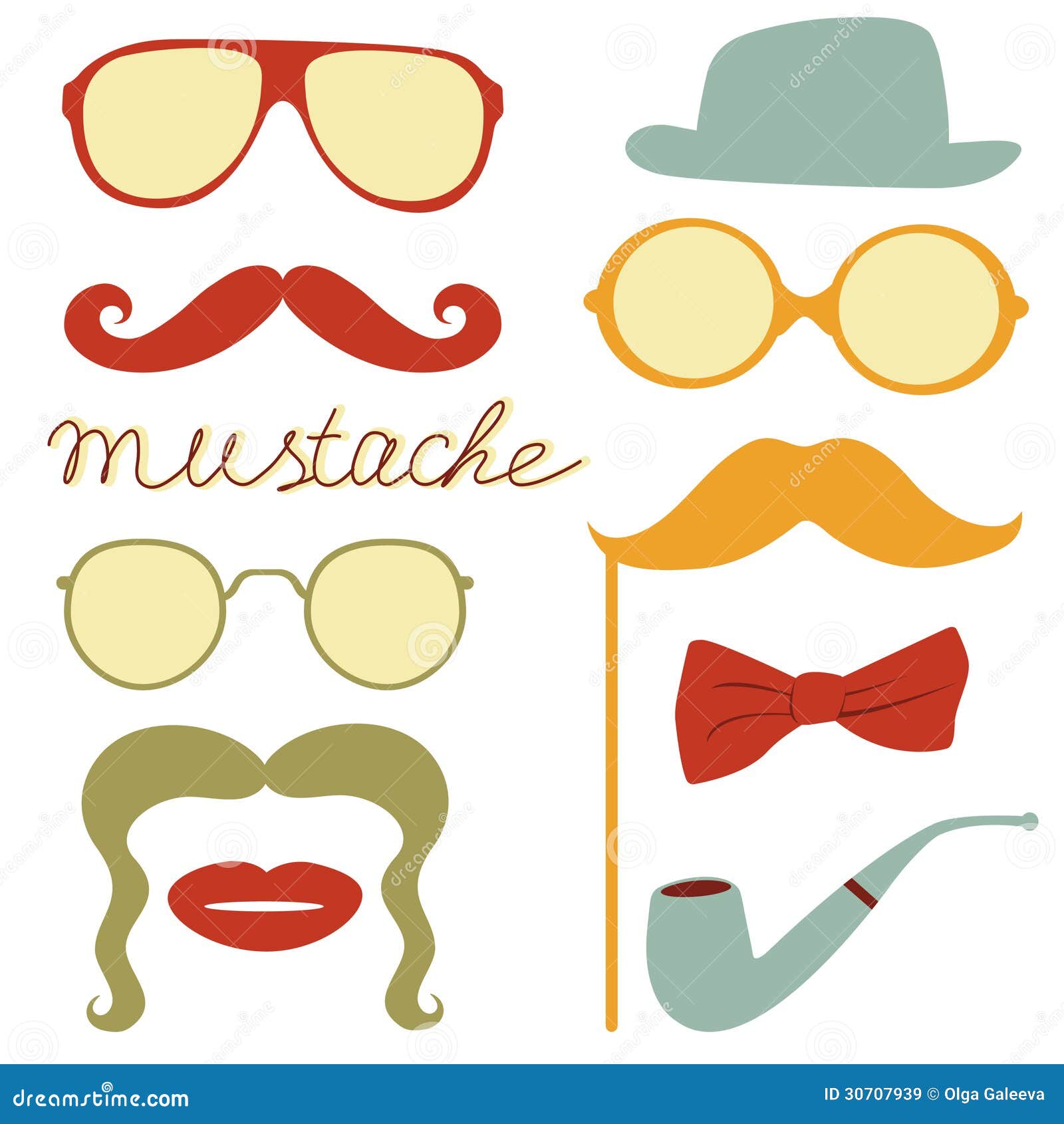 Colorful mustache party stock vector. Illustration of drawing - 30707939