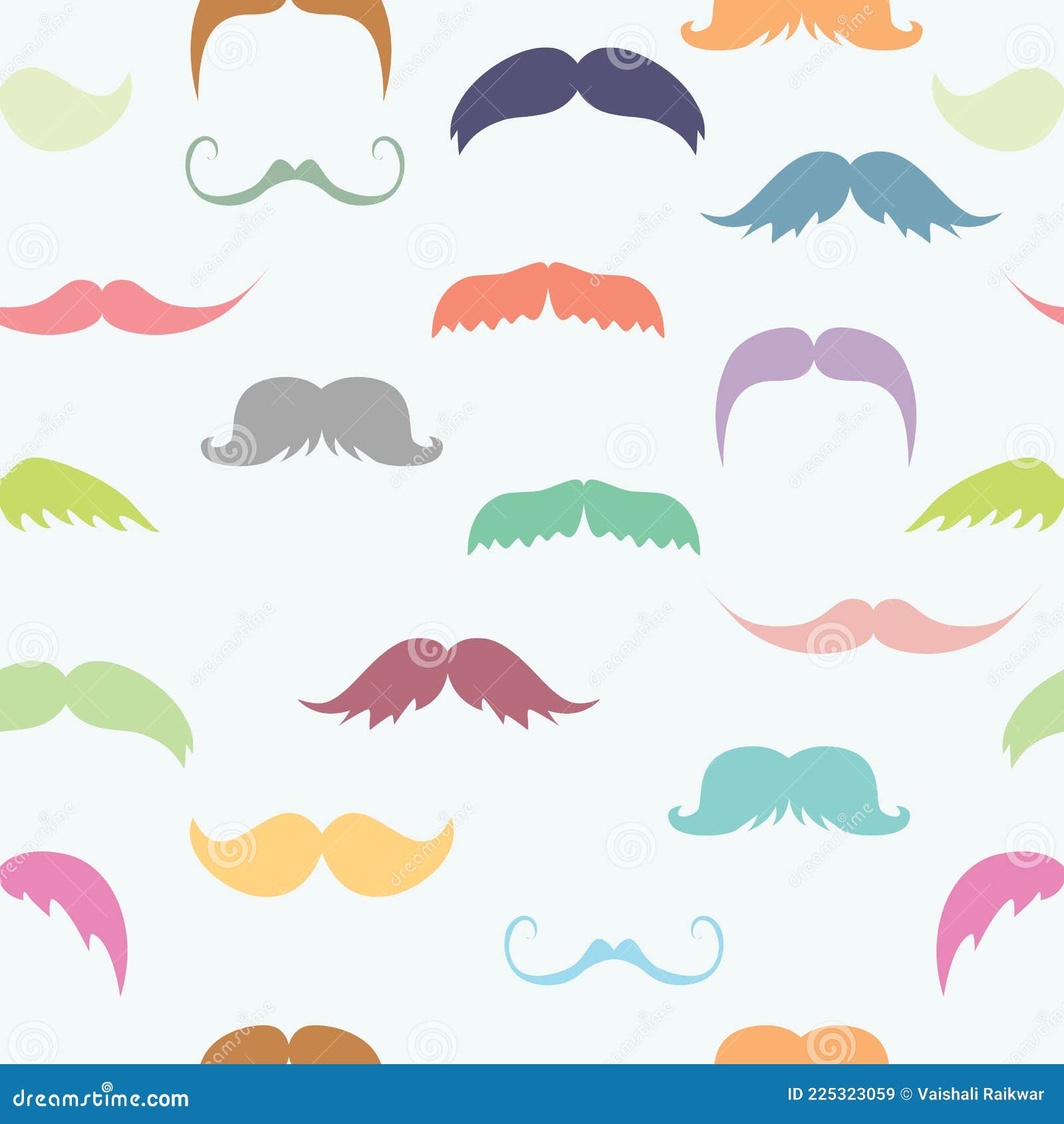 Colorful Mustaches Vector Seamless Pattern Background. Stock Vector ...