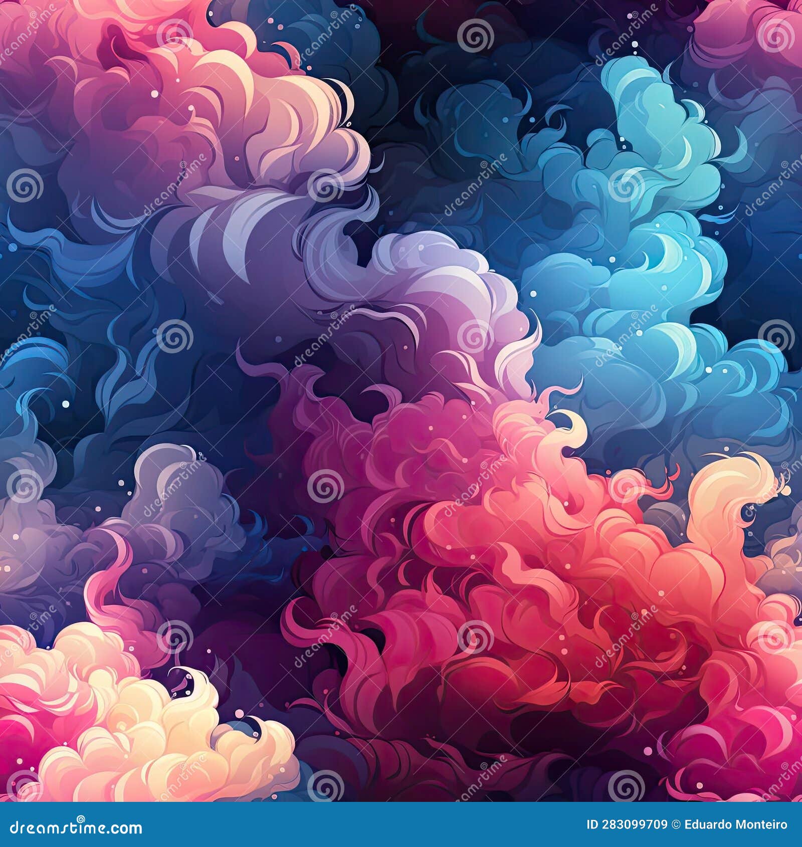 Colorful Mystical Wallpaper with Clouds (tiled) Stock Illustration ...
