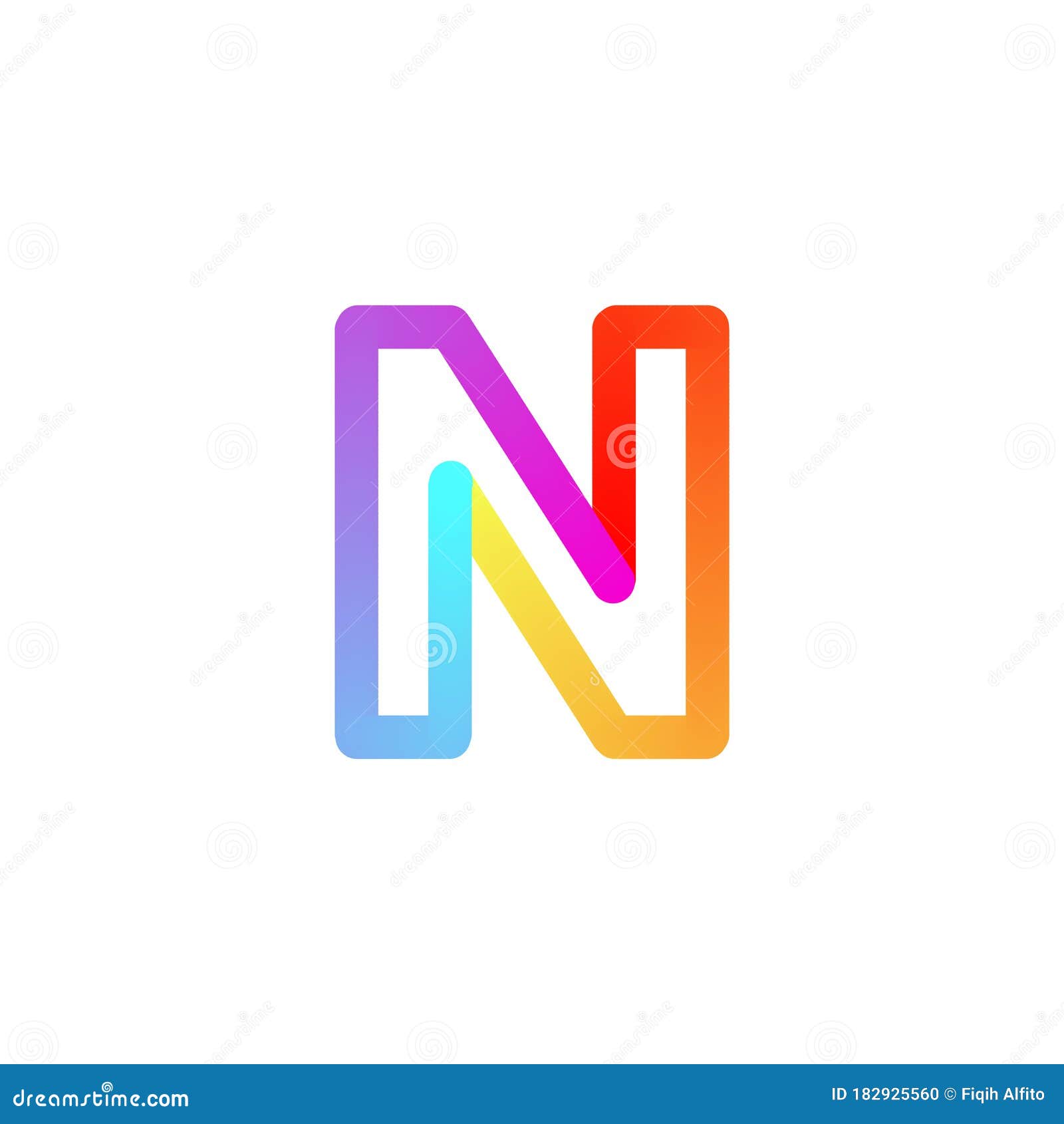 Colorful N Letter Design. Character. Flat Design. Vector Ps 10 Stock ...