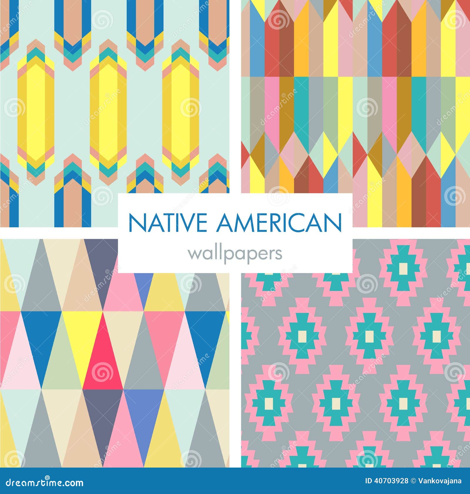 Colorful Native American Pattern Set Stock Vector - Illustration of ...