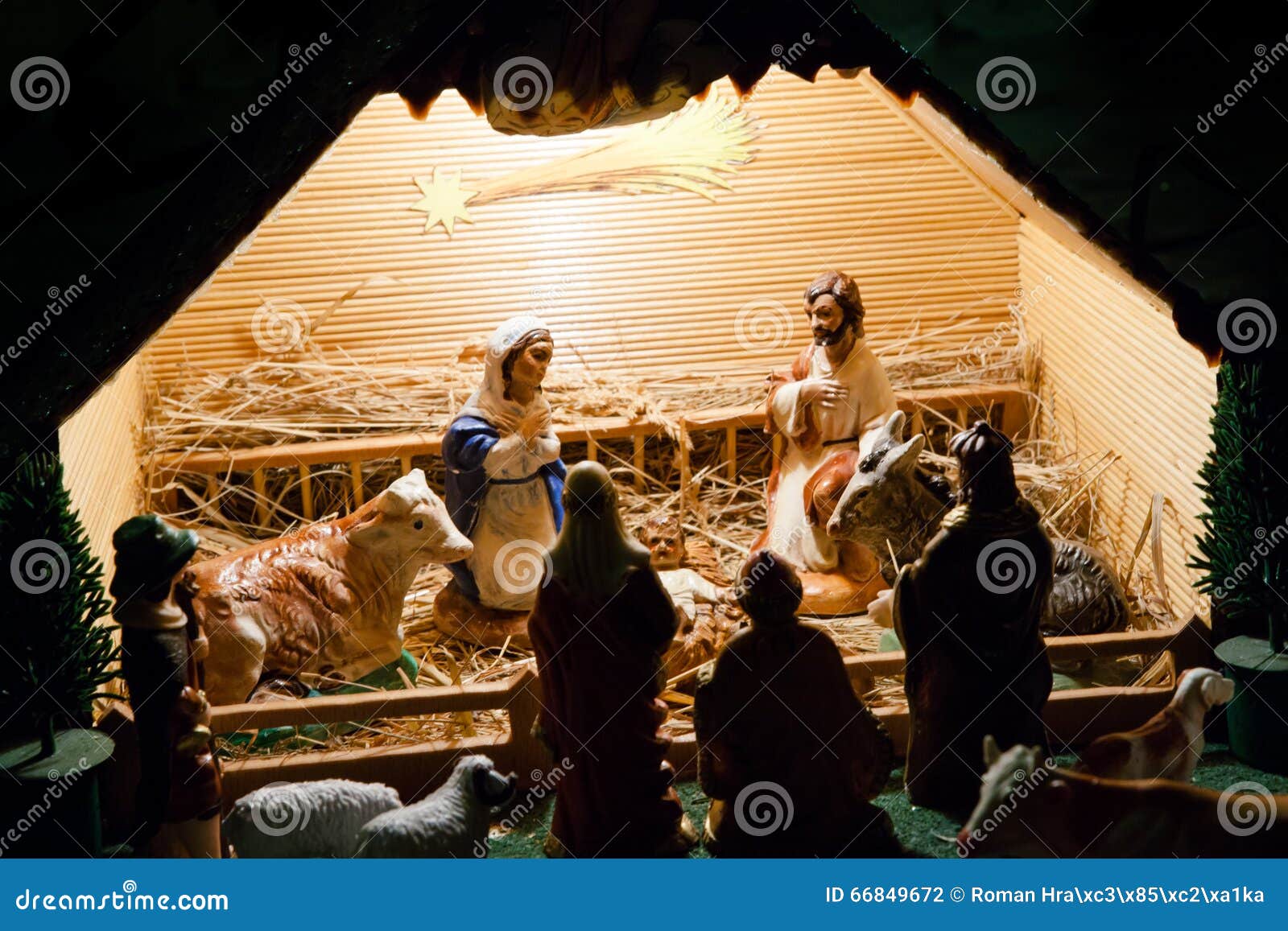 Colorful nativity scene stock photo. Image of born, mary - 66849672