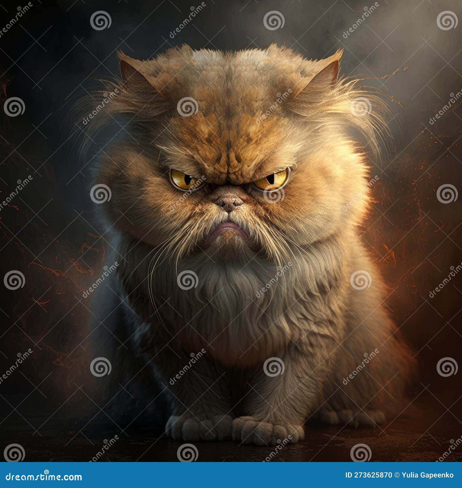 Colorful Naturalistic Angry Cat. Illustration AI Generative Stock Photo ...