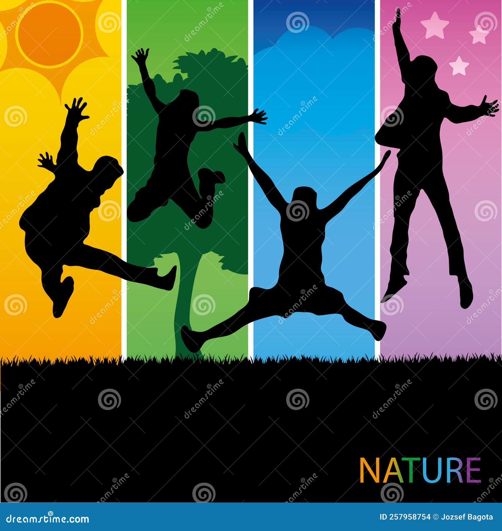 Colorful Nature - Happy People, Vector Background Stock Vector ...