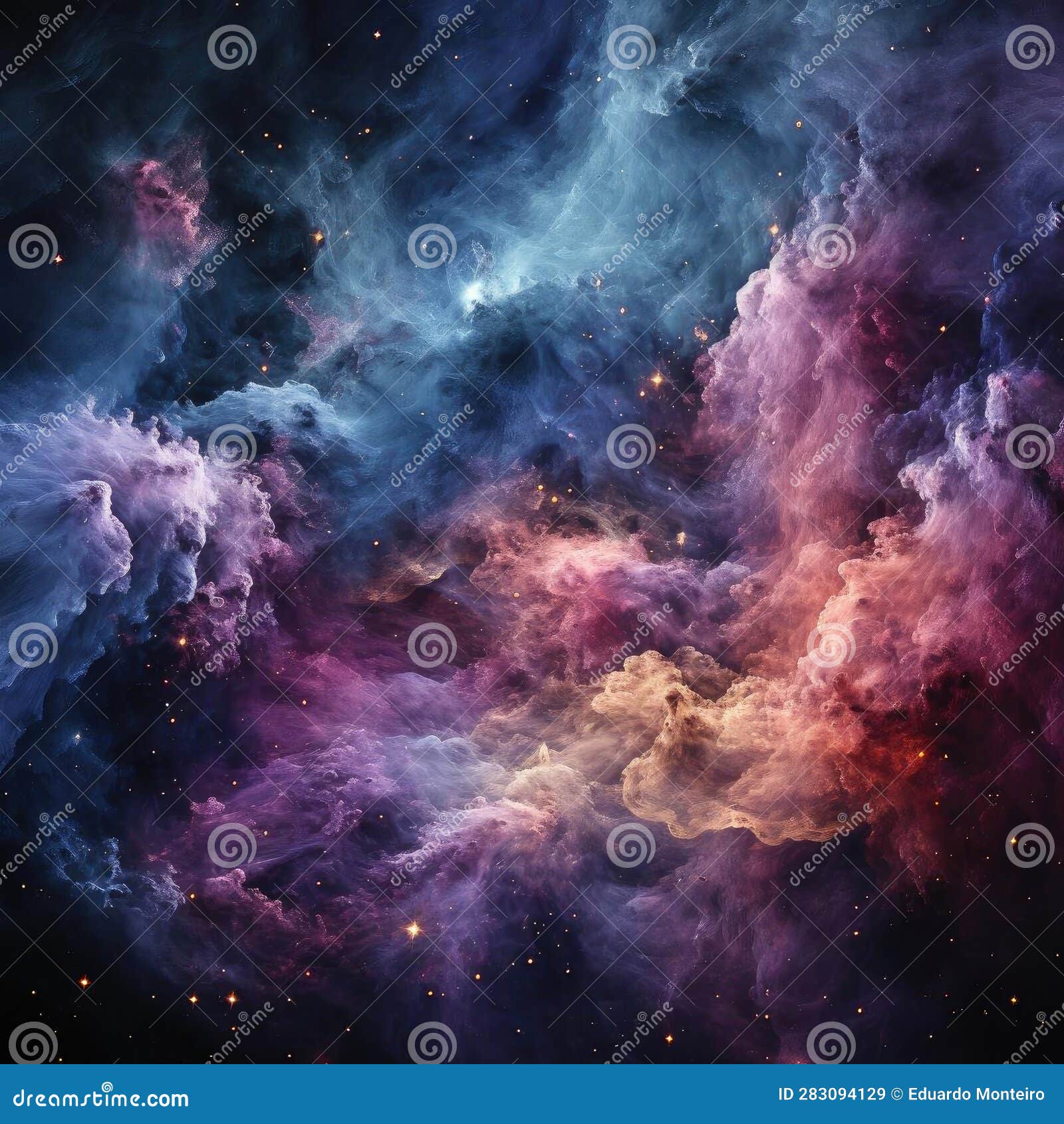 Colorful Nebula with Stars and Clouds in a Dreamlike Style Stock ...