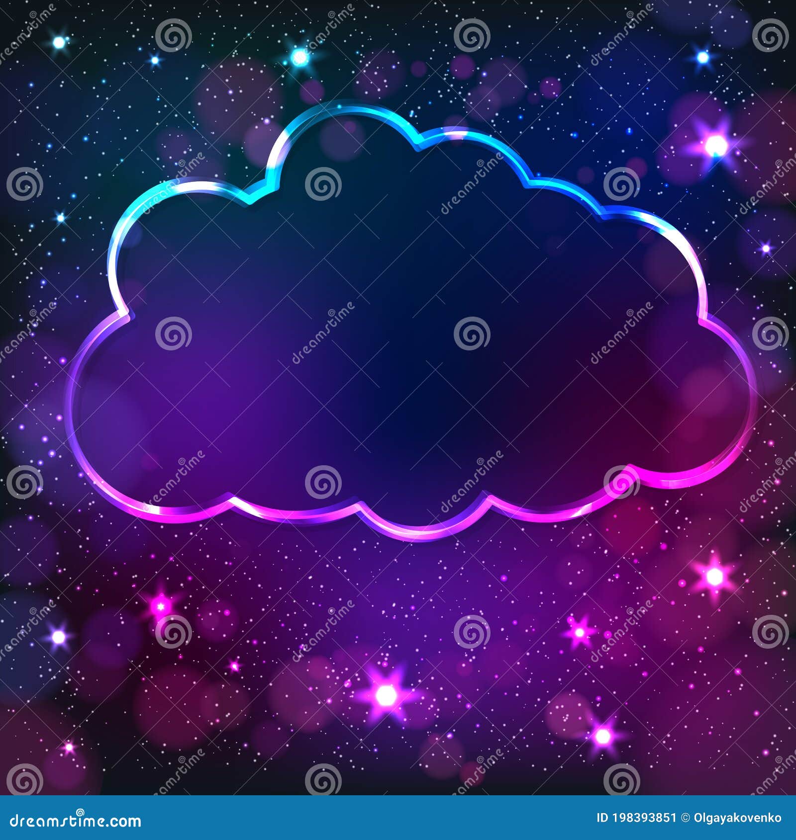 Neon Cloud Haze Background. Purple 3d Fog Render With Blurry Colorful ...