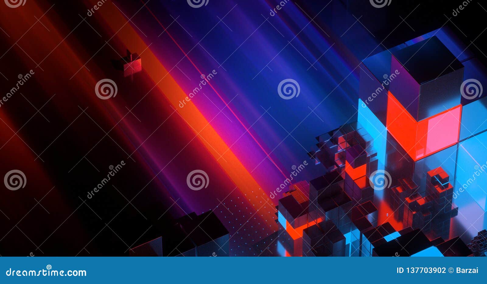 Colorful Neon Cubes Making Patterns. Stock Illustration - Illustration ...