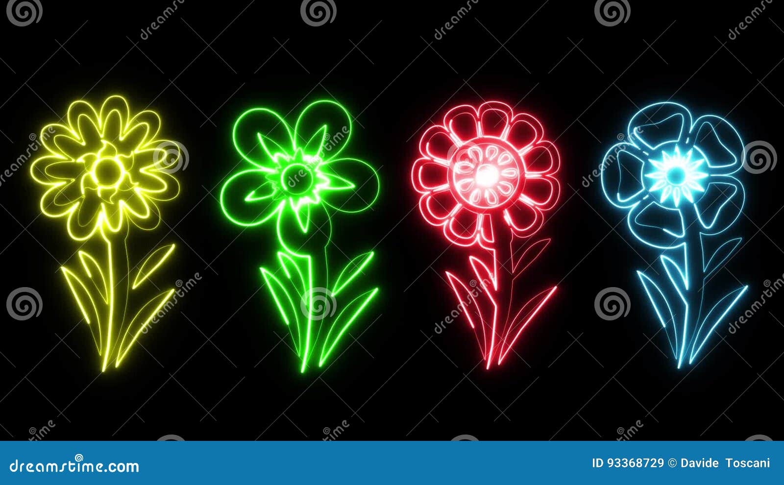 Colorful Neon Flowers Graphic Element Type 1 Stock Video - Video of ...