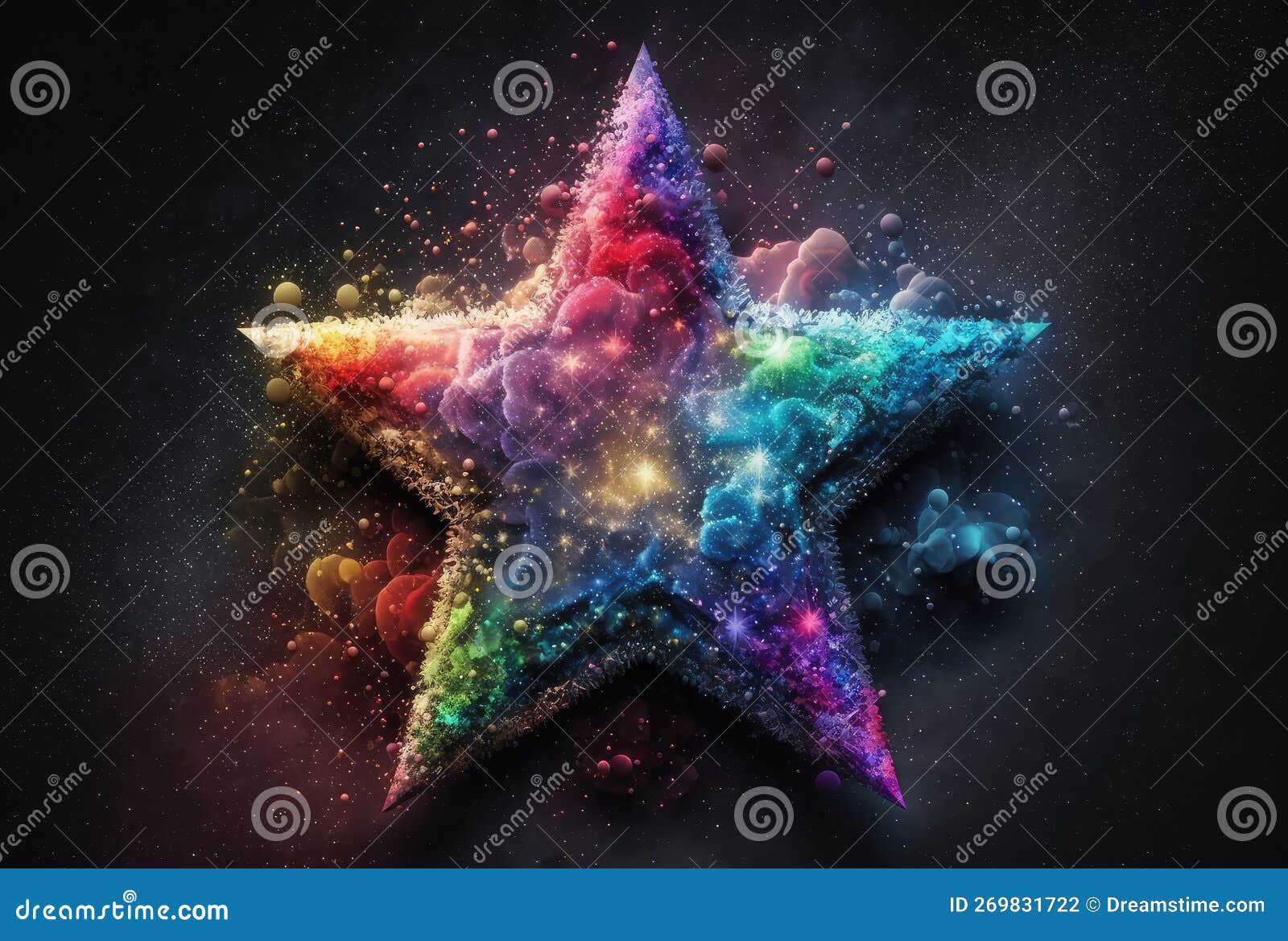 Colorful Neon Fluffy Star Shape. Generative AI Stock Illustration ...