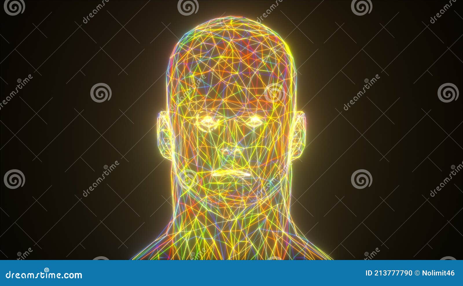 Colorful Neon Head, Computer Generated. 3d Rendering Abstract ...