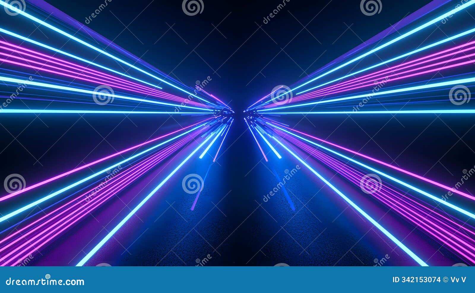 Colorful Neon Light Beams in a Dark Setting Stock Illustration ...