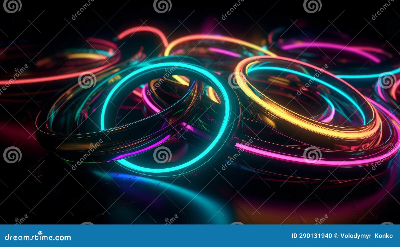 A Colorful Neon Light Display on a Table. Generative Ai Stock Photo ...