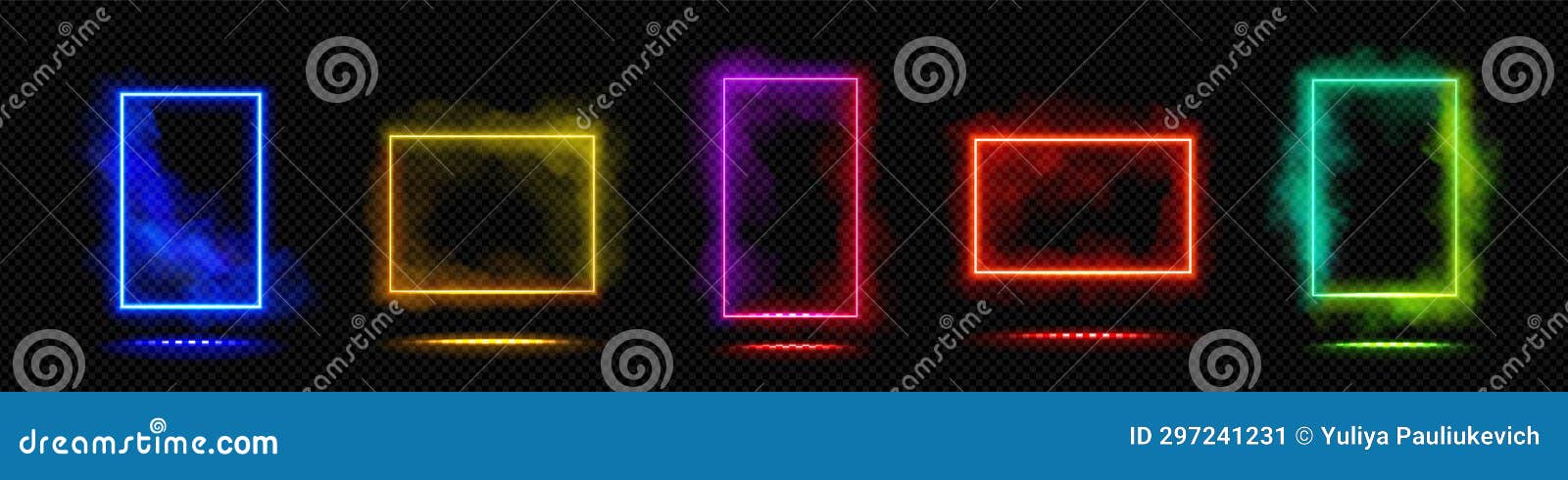 Colorful Neon Light Rectangles Set Stock Vector - Illustration of door ...