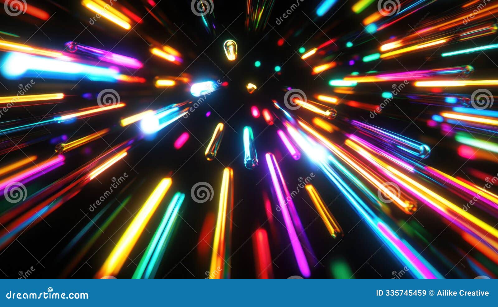 Colorful Neon Light Streaks Exploding from the Center. Concept of Speed ...
