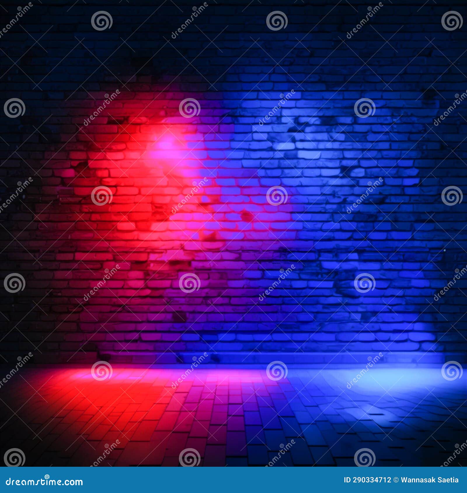 Colorful Neon Lights on a Brick Wall Stock Illustration - Illustration ...