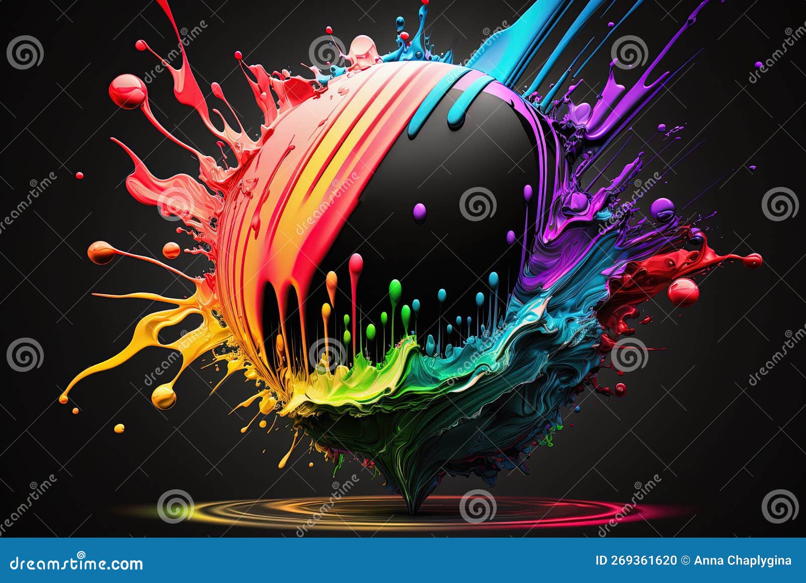 Colorful Neon Paint Splash Abstract Liquid Background. AI Stock Photo ...