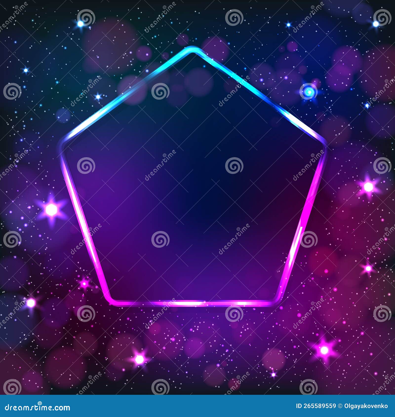 Neon Pentagon Frame On Transparent Background Cartoon Vector ...