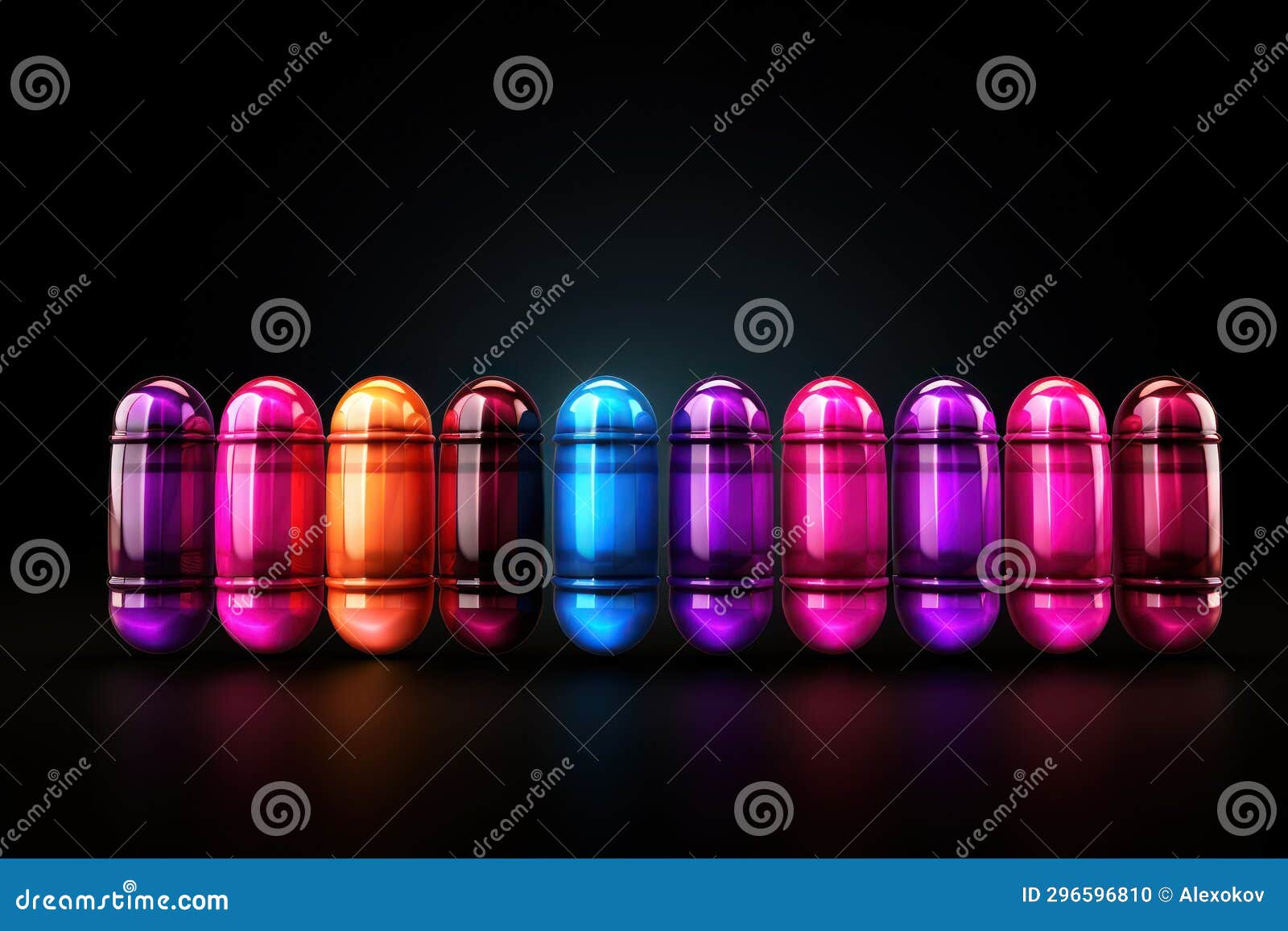 Colorful Neon Pills on Black Background AI Generated Stock Illustration ...