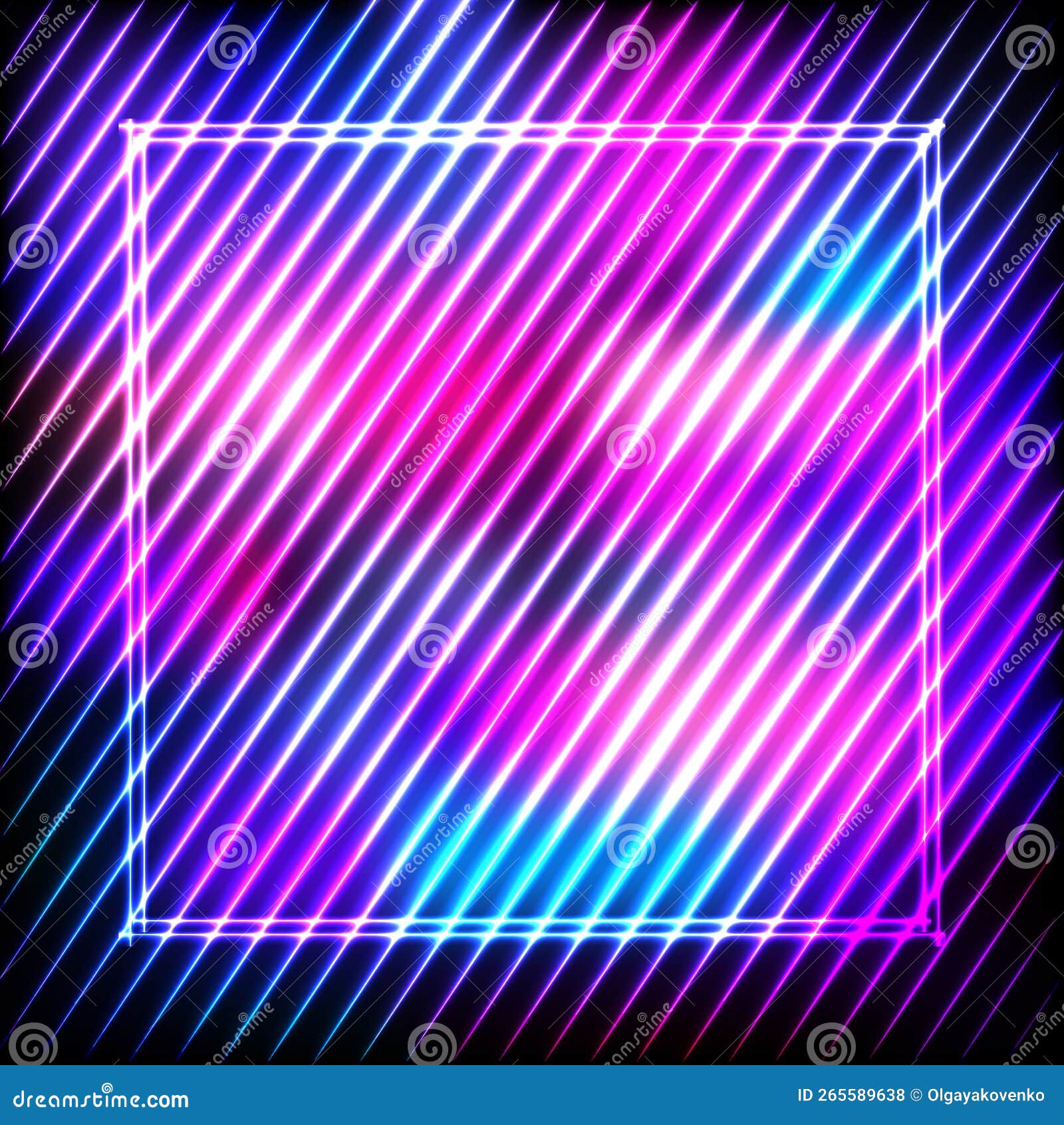 Colorful Neon Square Frame on a Dark Background Stock Vector ...