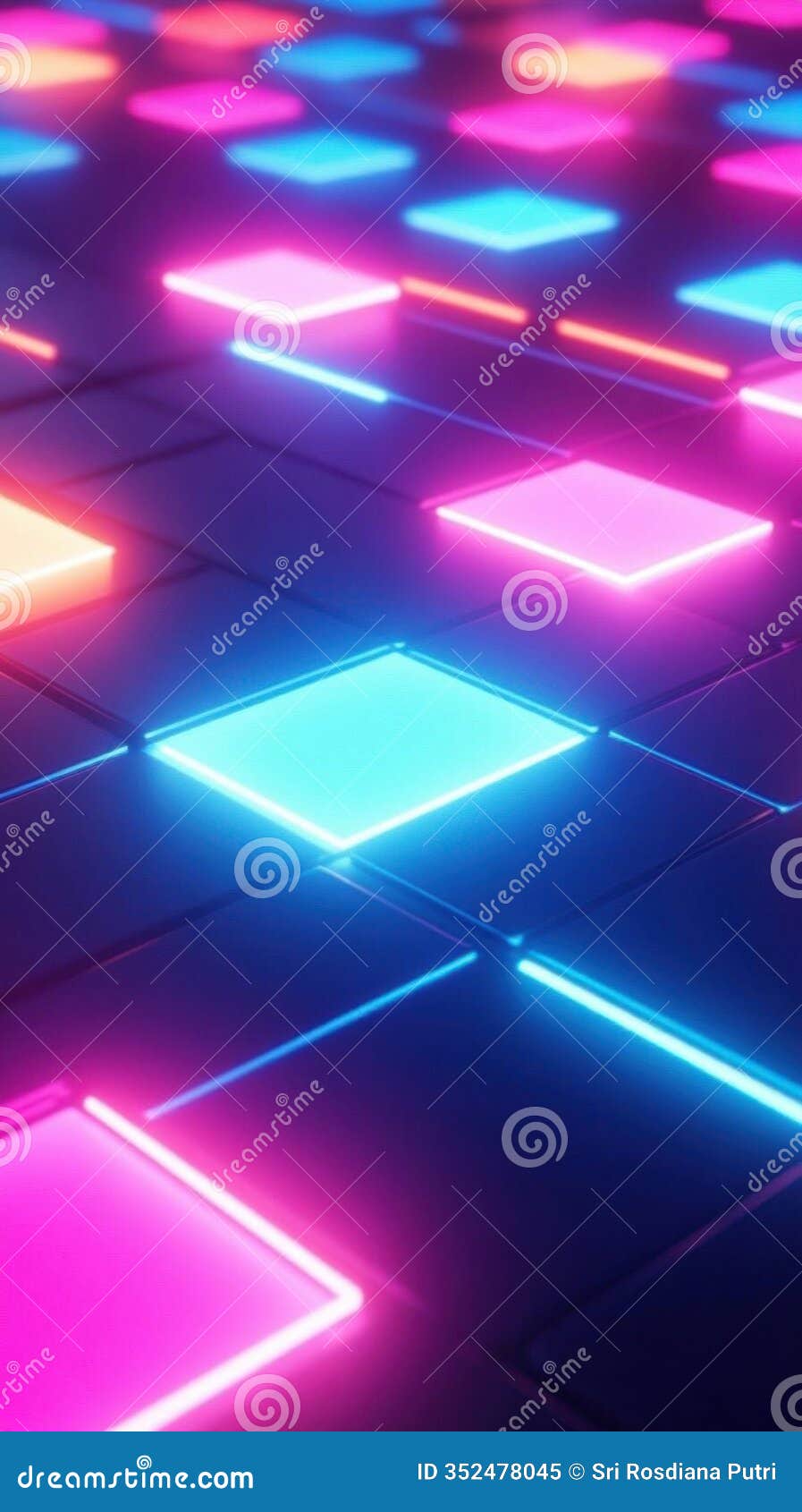 Colorful Neon Squares on a Dark Surface, Creating a Vibrant Digital ...