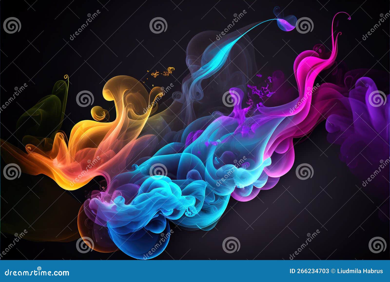 Colorful Neon Strings. Neon Smoke. 3D Rendering Stock Illustration ...