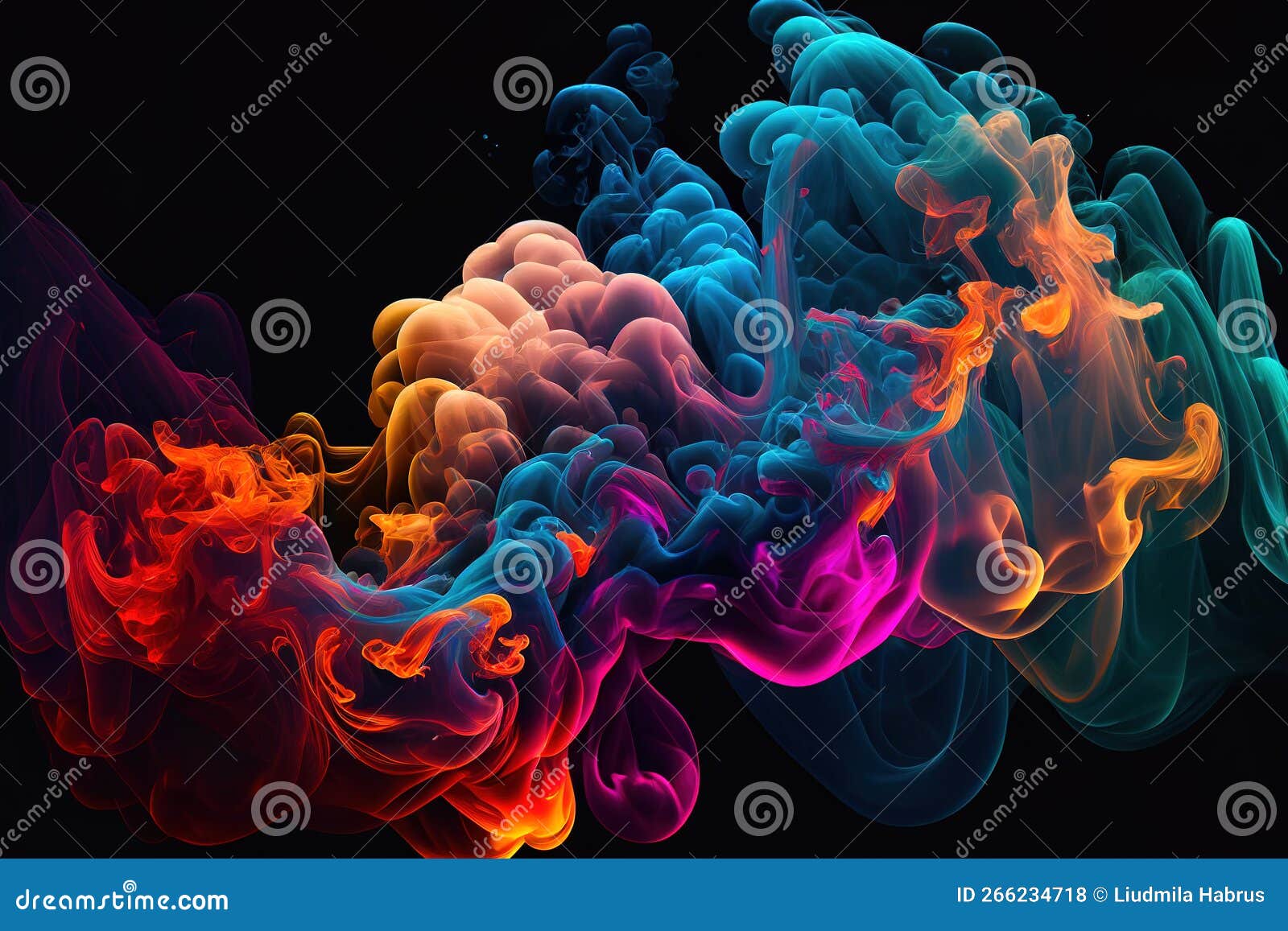 Colorful Neon Strings. Neon Smoke. 3D Rendering Stock Illustration ...