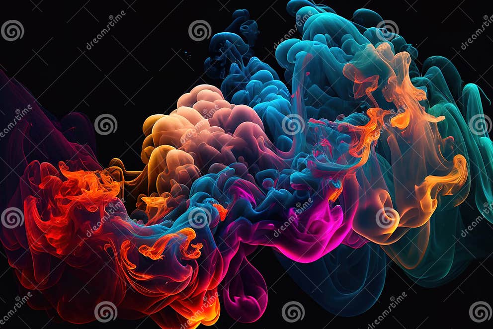 Colorful Neon Strings. Neon Smoke. 3D Rendering Stock Illustration ...