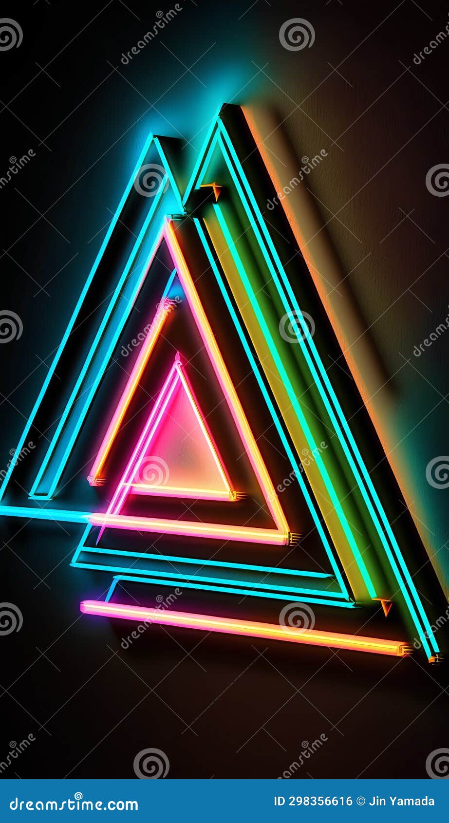 Colorful Neon Triangles on a Dark Background. 3d Rendering Stock ...