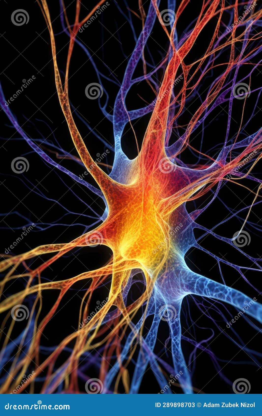 A colorful nerve cell stock illustration. Illustration of neuron ...