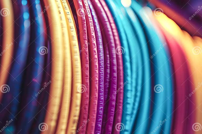Colorful Network Cables Hanging and Creating a Technological Pattern ...