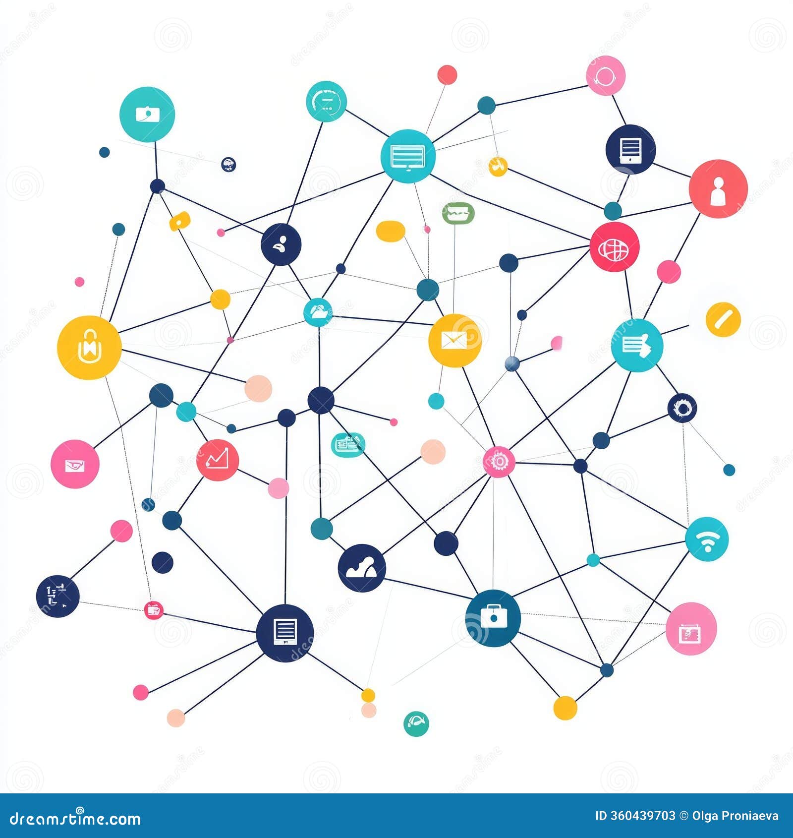 Colorful Network Connections Diagram Depicting Digital Communication ...