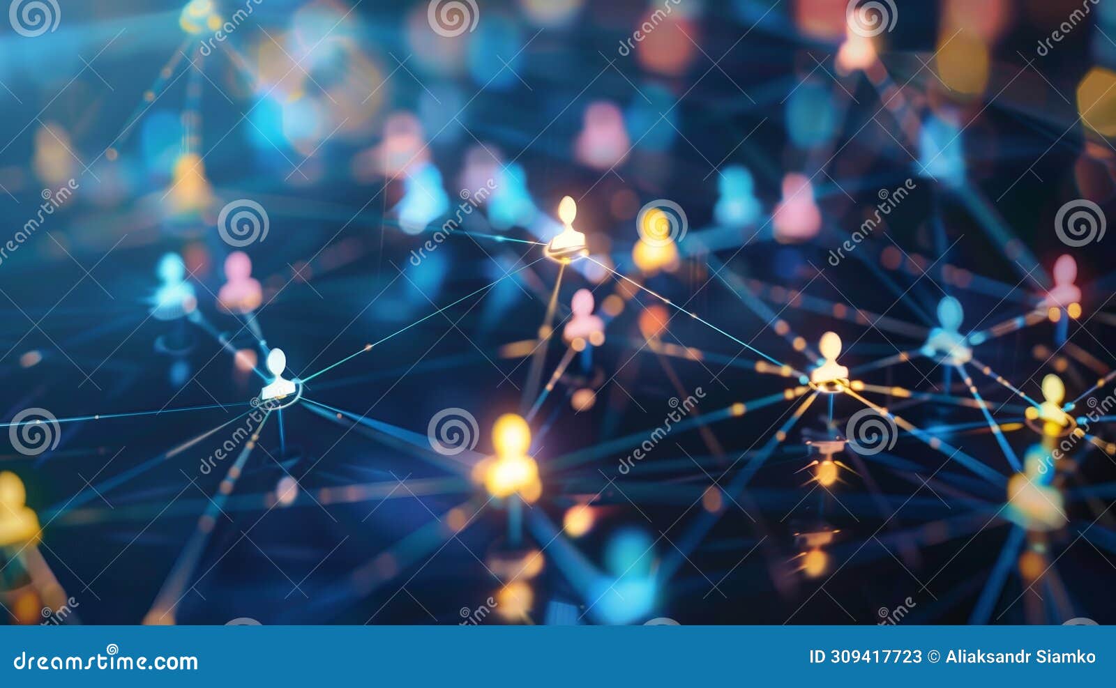 A Colorful Network of People is Displayed in a Blue Background Stock ...