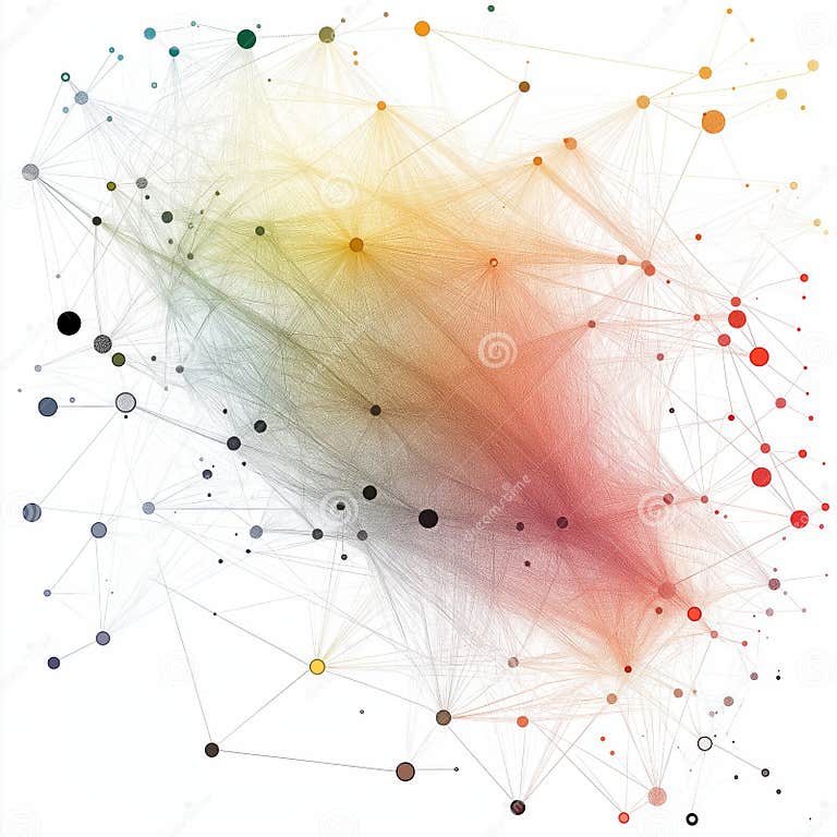 Colorful Network Visualization with Interconnected Nodes and Lines in ...