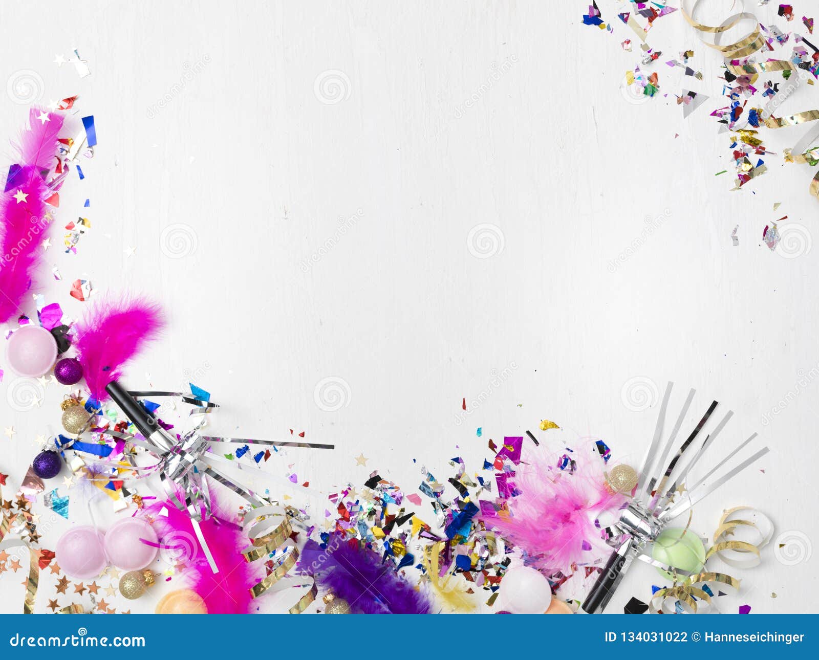 Colorful New Year Background with Many New Year Items Stock Photo ...