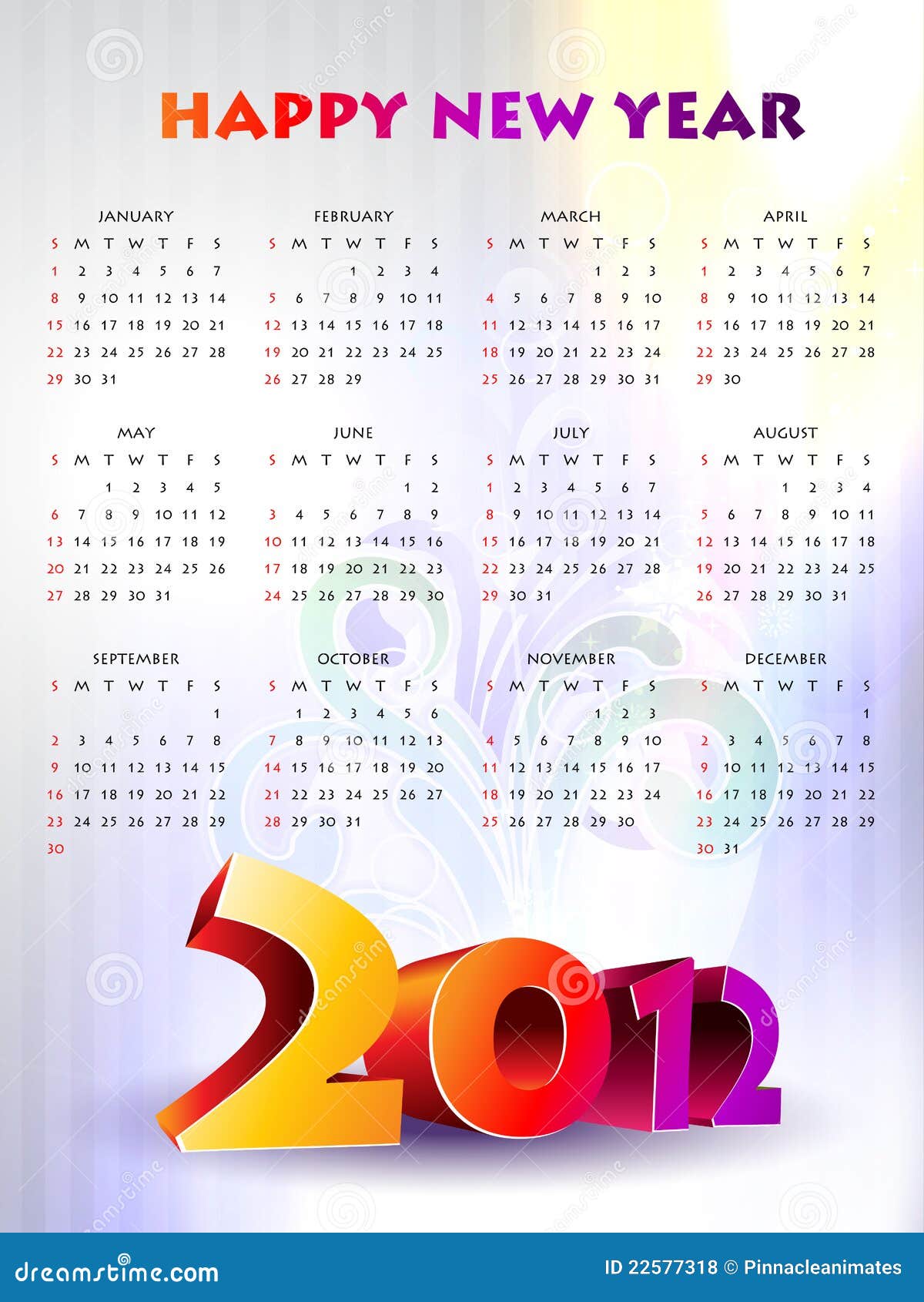 Colorful new year calender stock vector. Illustration of diary - 22577318