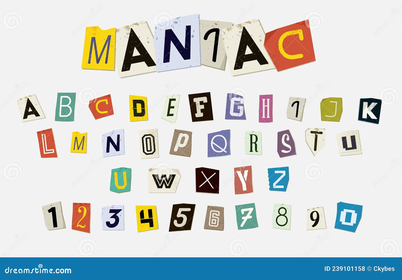 Colorful Newspaper Cut Letters Set Stock Illustration - Illustration of ...