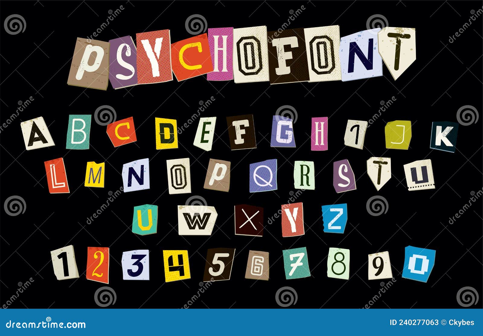 Colorful Newspaper Cut Letters Set Stock Vector - Illustration of ...