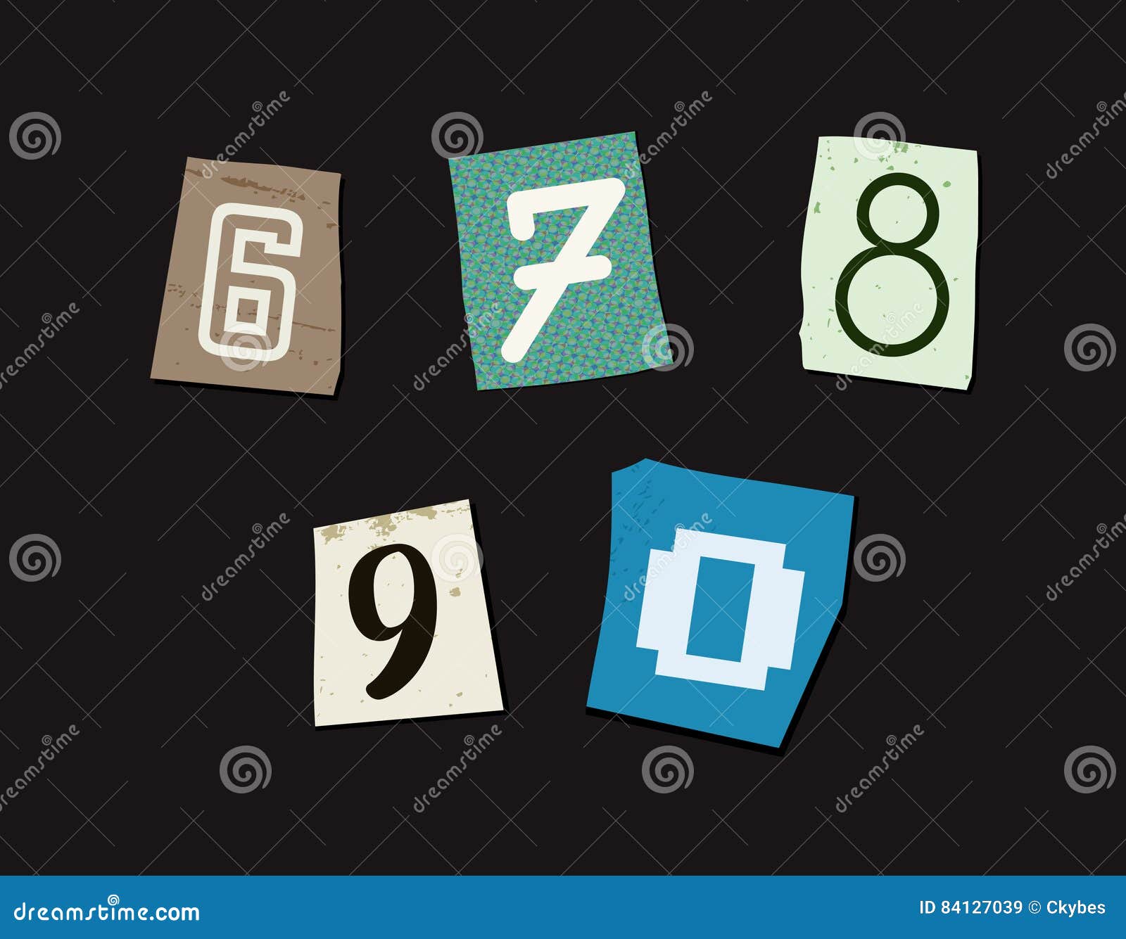 Colorful Newspaper Cut Numbers Set Stock Vector - Illustration of ...
