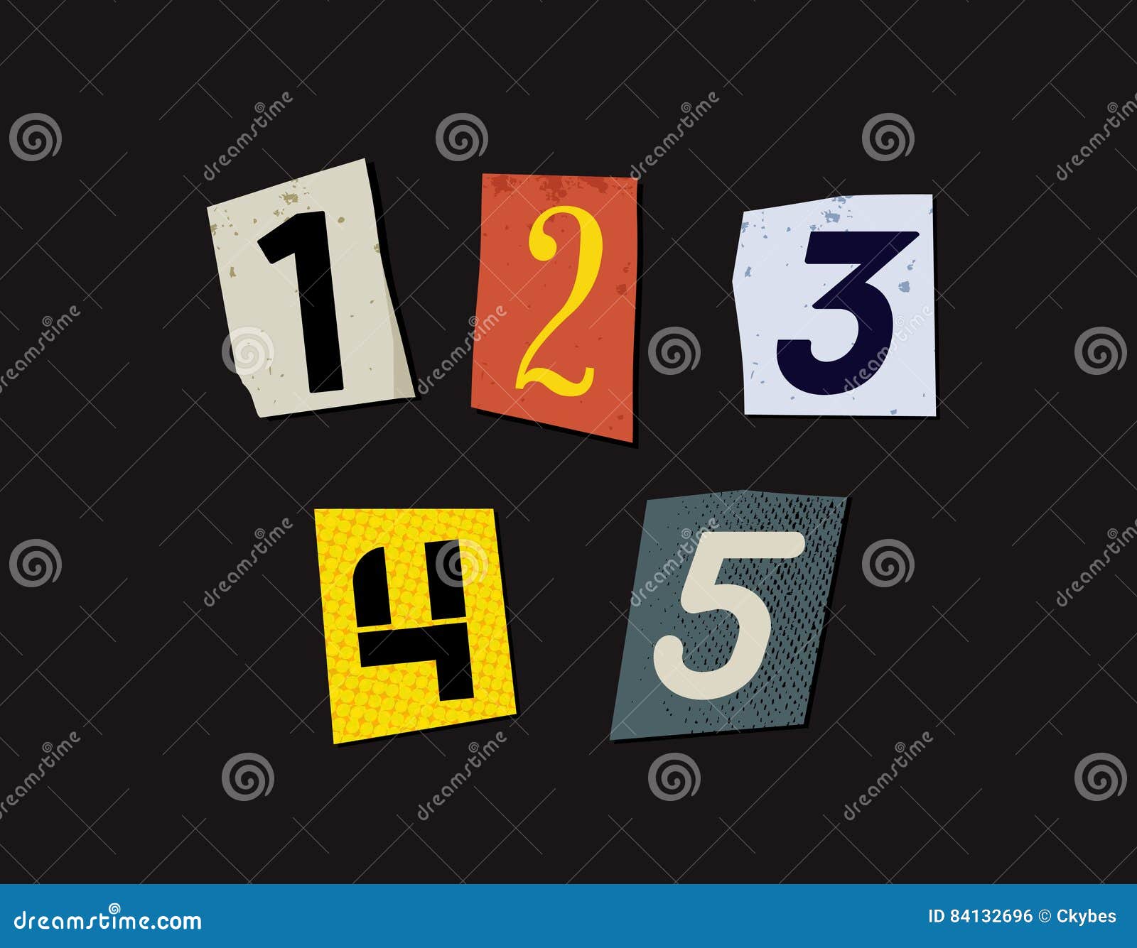 Colorful Newspaper Cut Numbers Set Stock Vector - Illustration of color ...