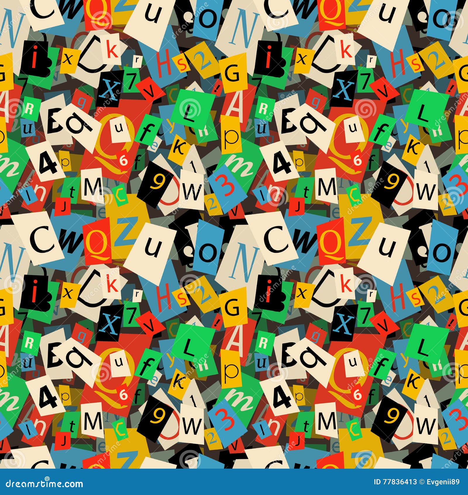 Colorful Newspaper Letters, Seamless Pattern Stock Illustration ...