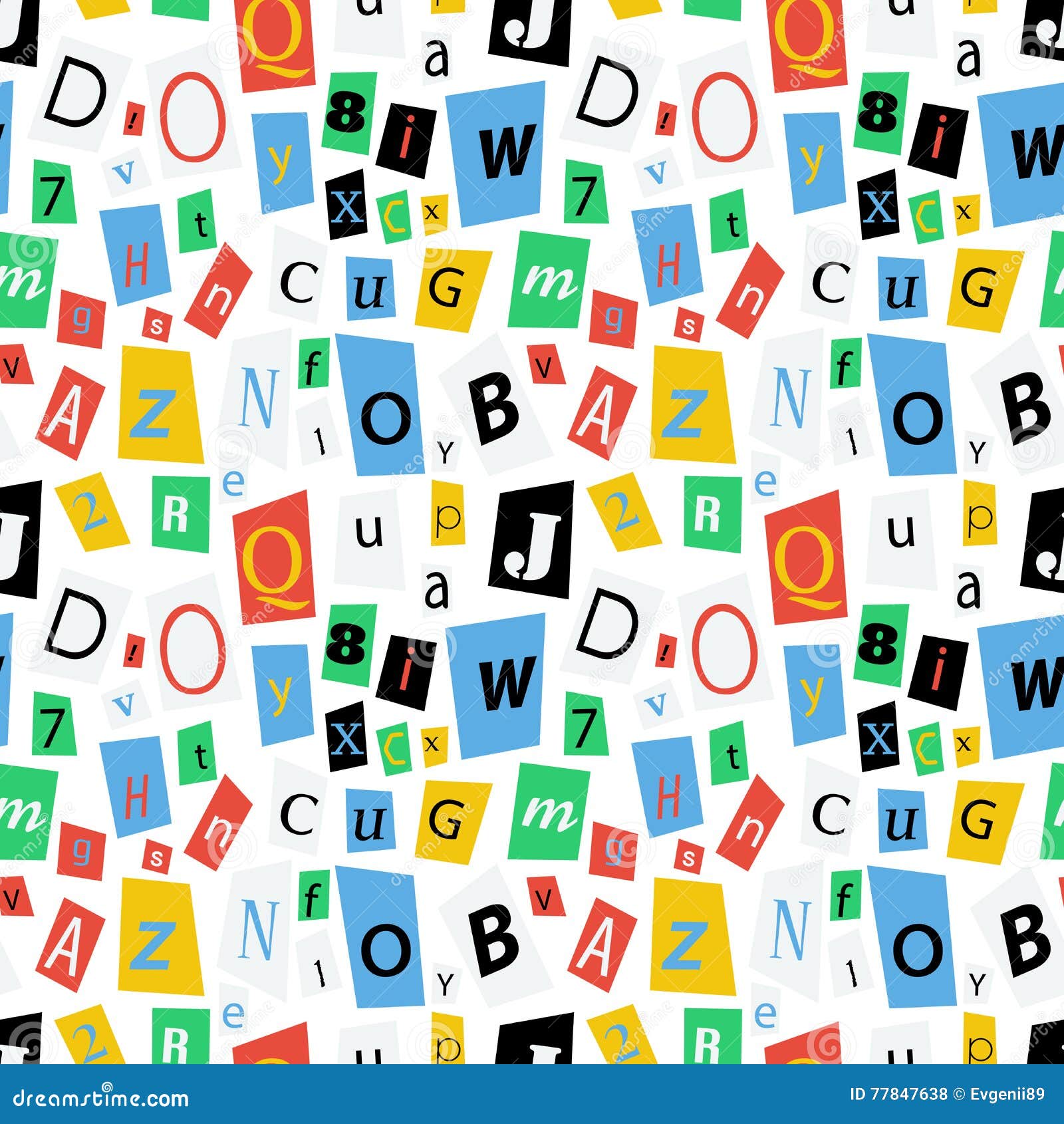 Colorful Newspaper Letters, Seamless Pattern Stock Illustration ...