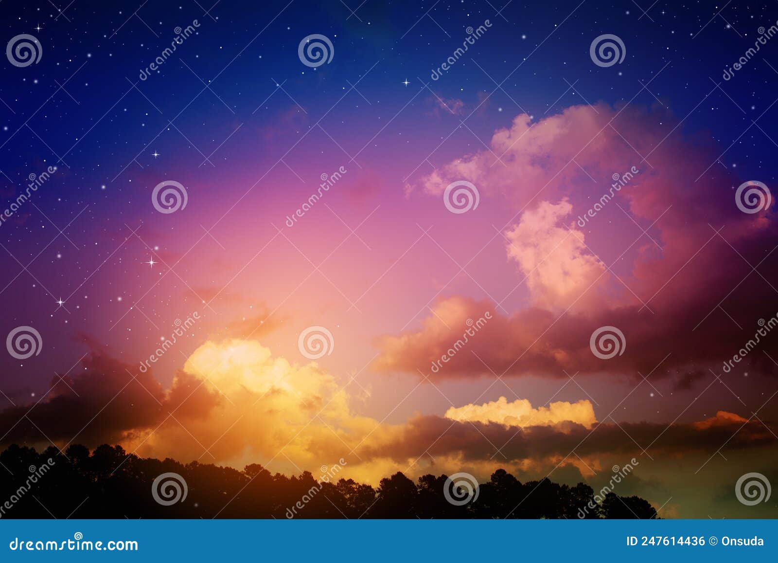 Colorful Night Sky with Stars Stock Photo - Image of cosmos, forest ...