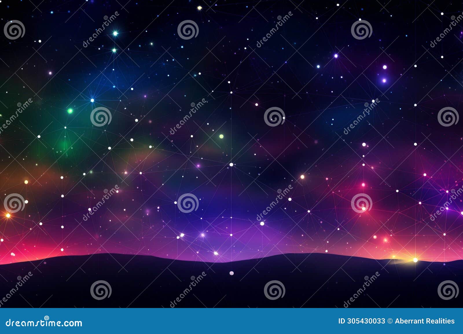 Colorful Night Sky with Stars and Planets Stock Illustration ...