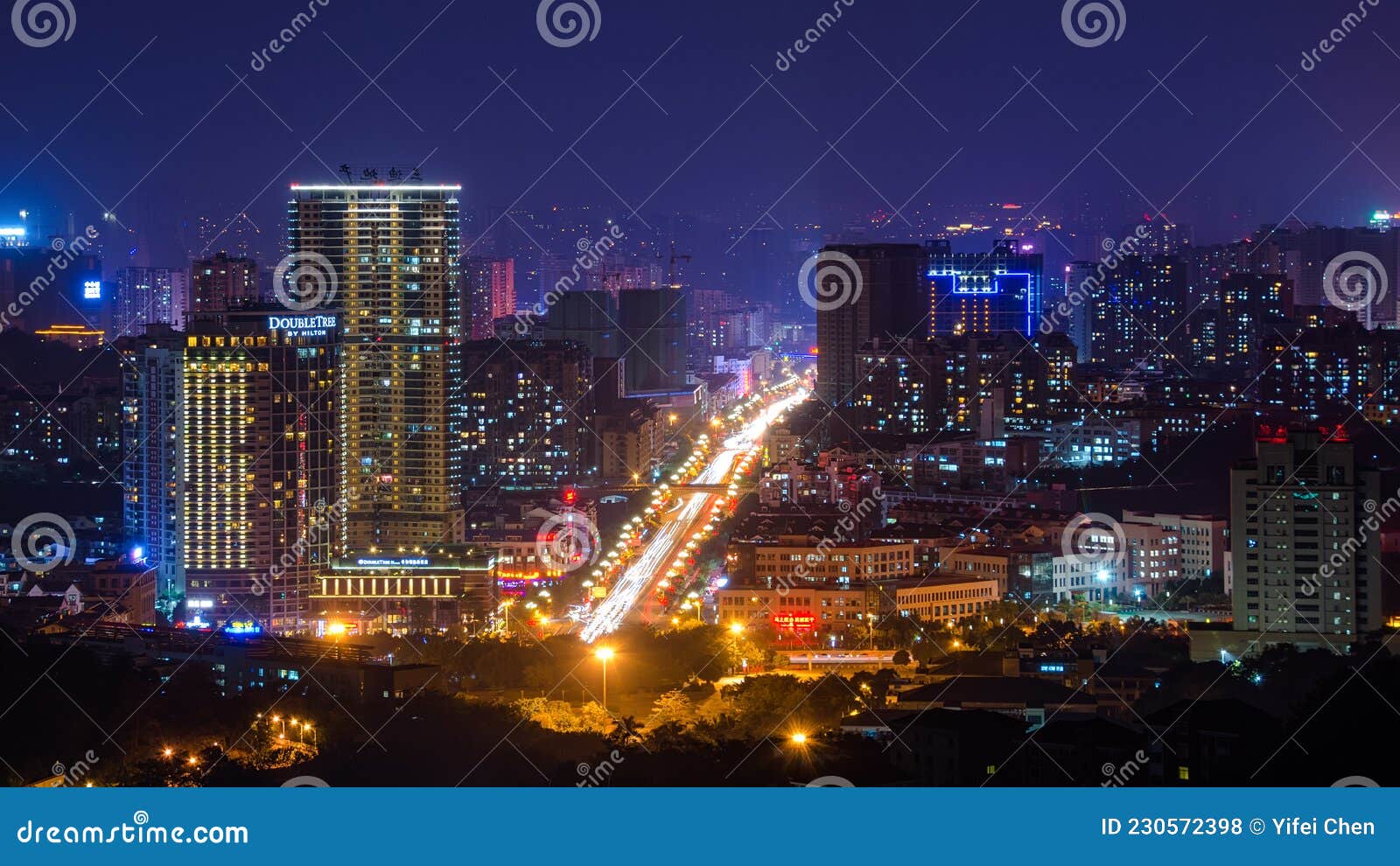 Colorful Night View of the City Stock Photo - Image of outdoors, office ...