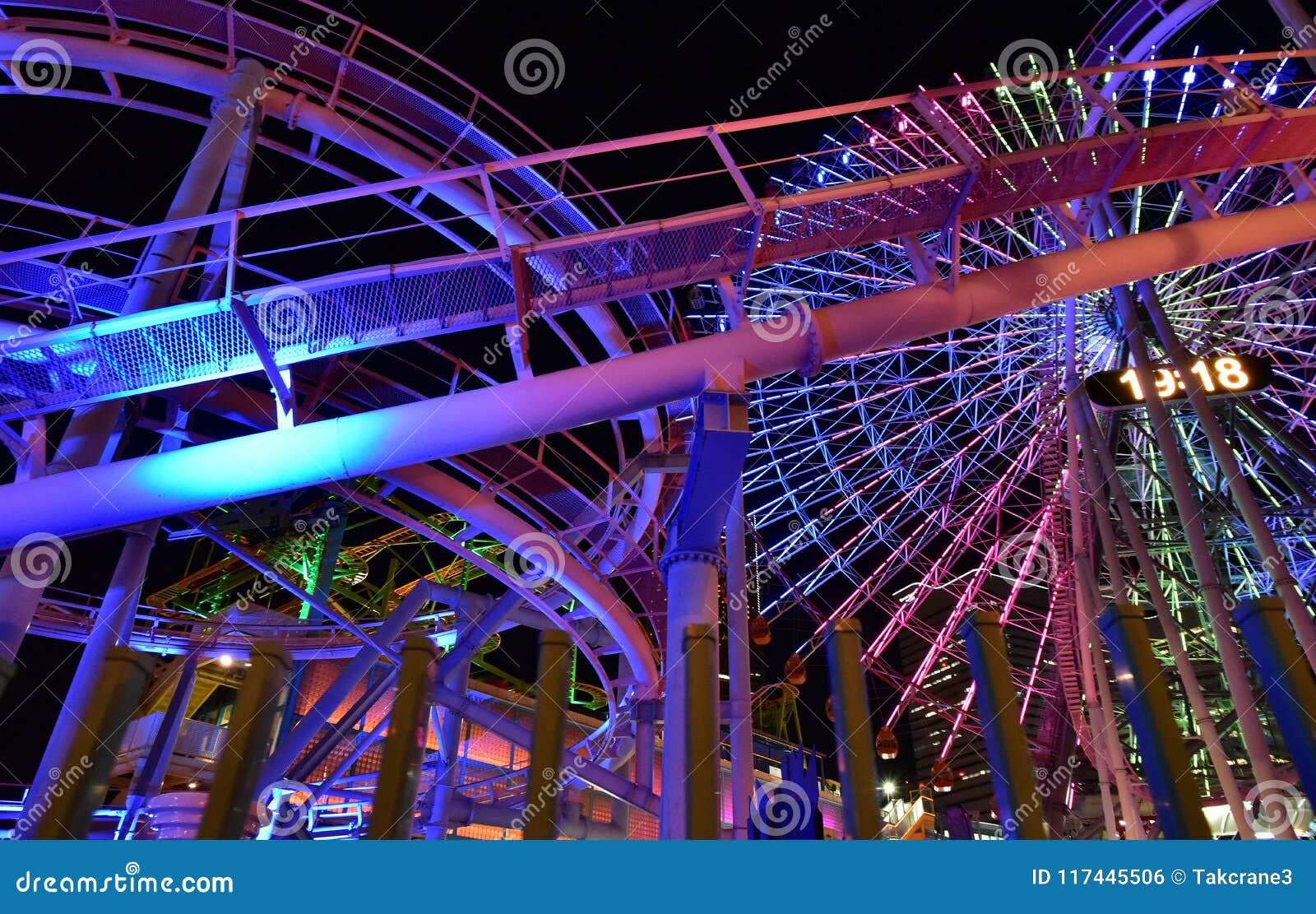 Colorful Night View of the Park Stock Photo - Image of light, scene ...