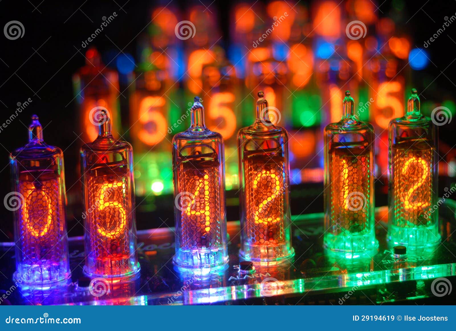 Colorful nixie tubes stock image. Image of neon, retro - 29194619