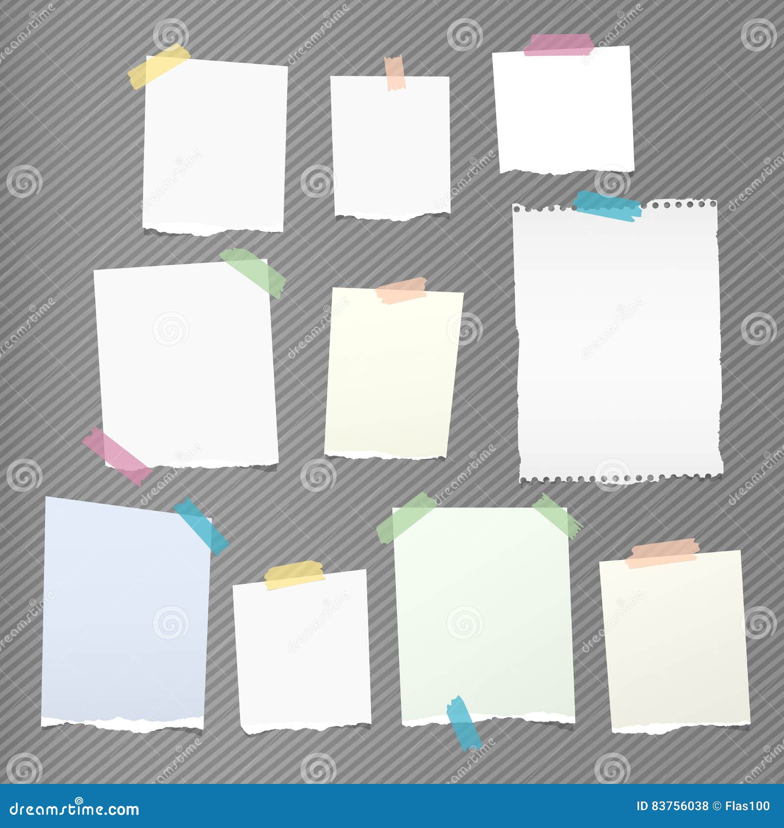 Colorful Note, Notebook, Copybook Paper Sheets Stuck with Sticky Tape ...