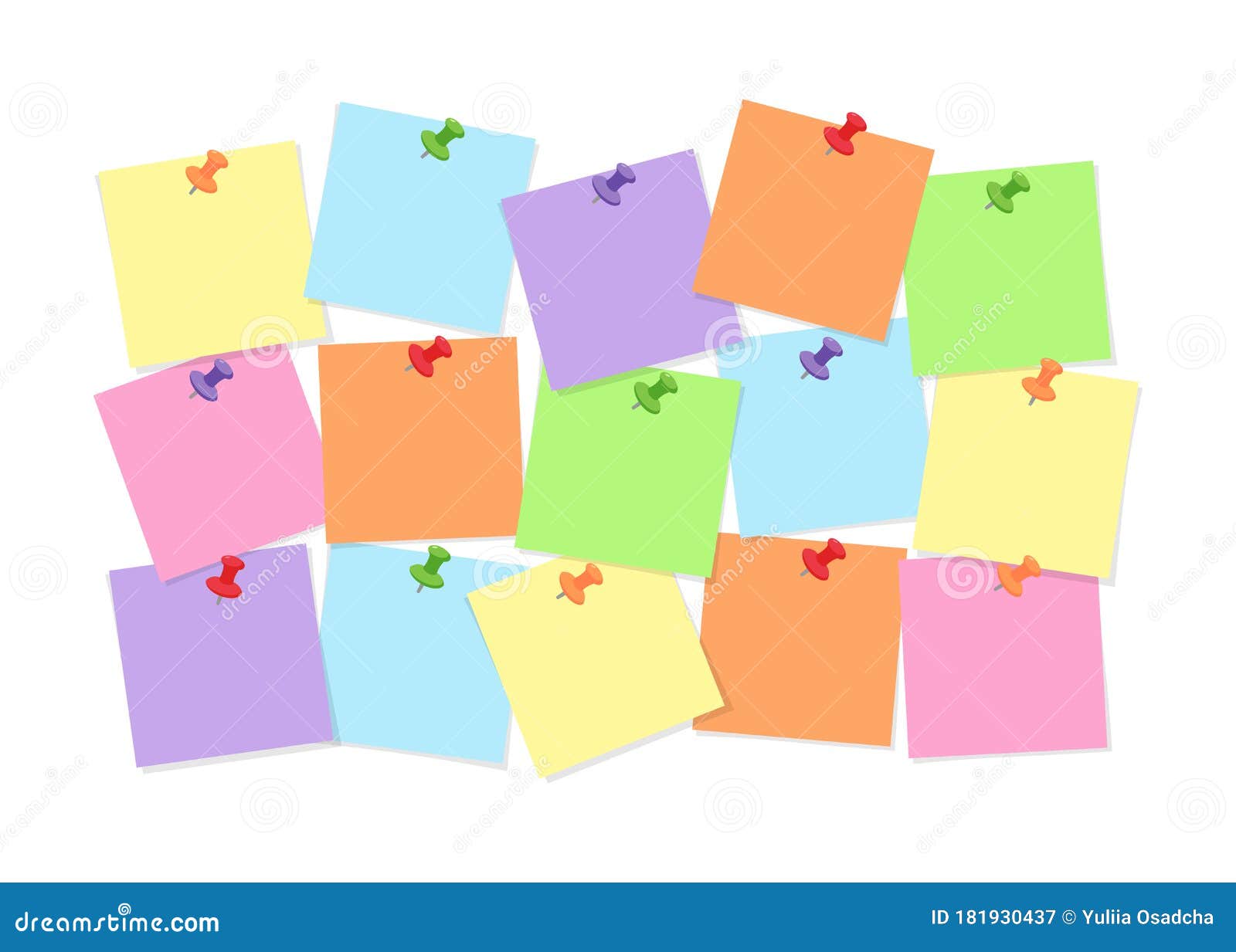 Colorful Note Paper Attached To Board with Pins for Memory Notations ...
