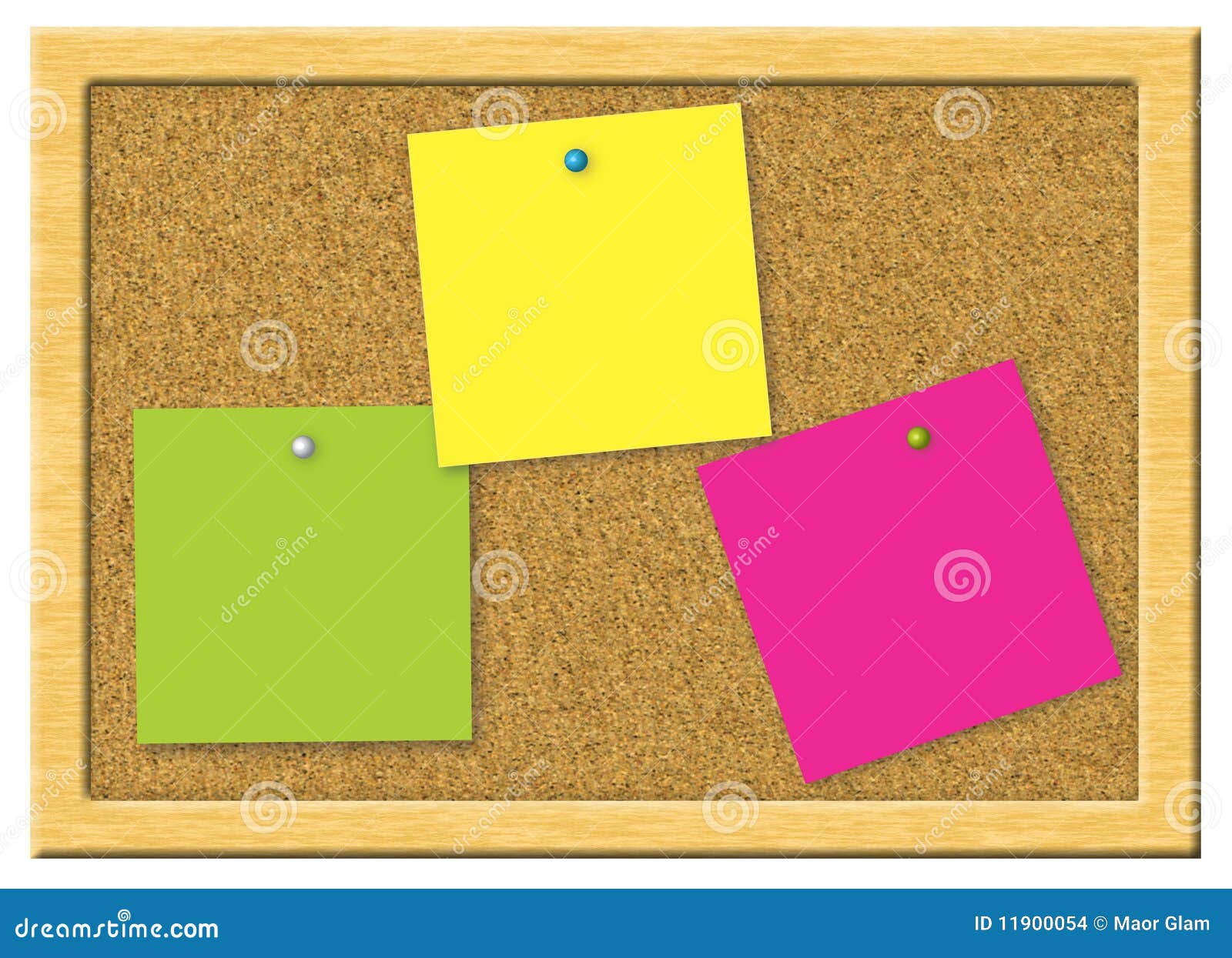 Colorful Note Paper on a Cork Board Stock Illustration - Illustration ...